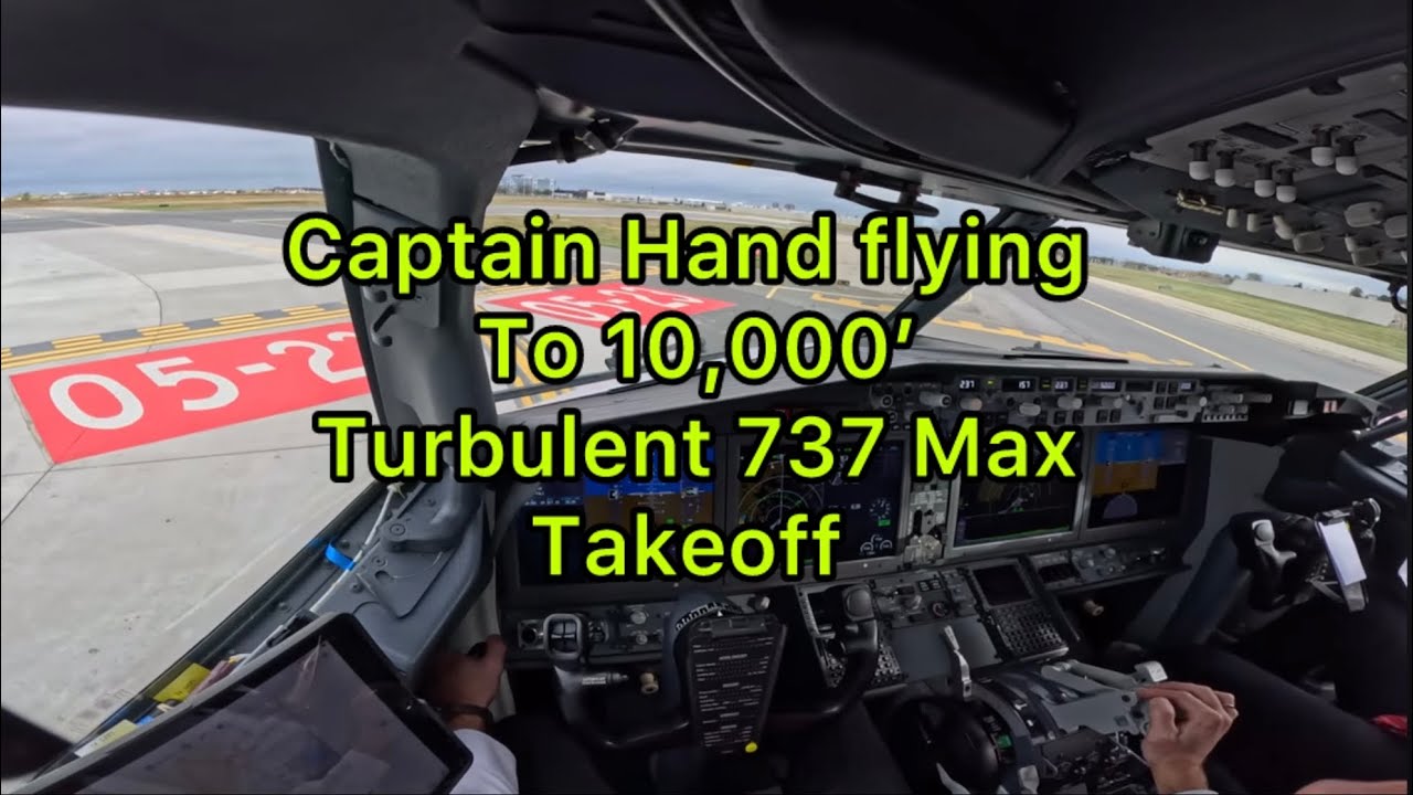 737 MAX Turbulent Takeoff & Climb - Captain's View with Full ATC - YouTube