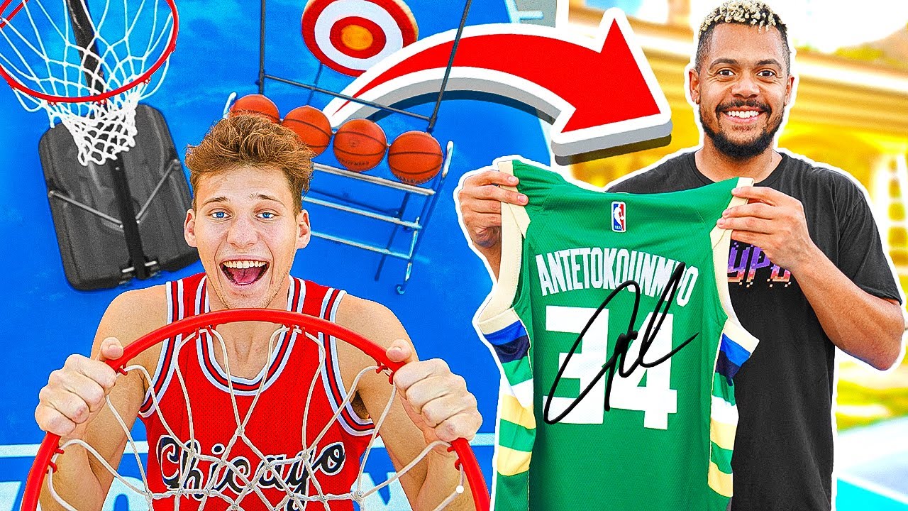 Beat the INSANE Basketball Obstacle Course Win Signed Jersey - YouTube