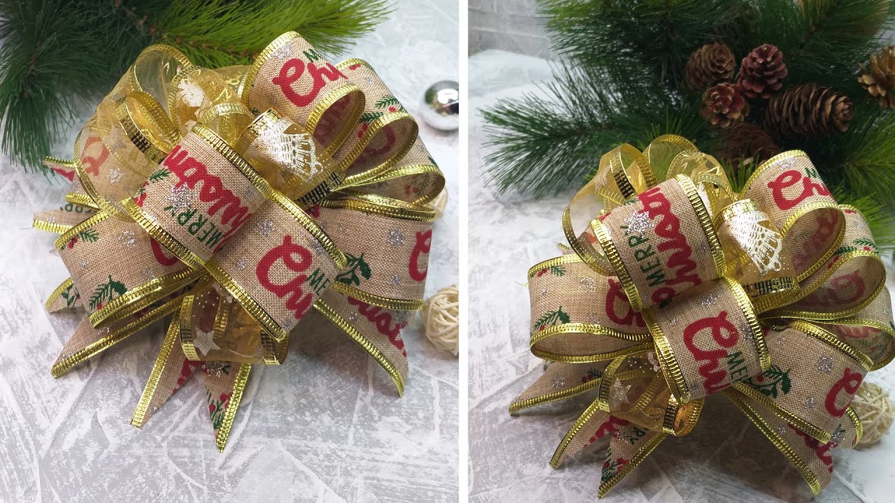 🎀 DIY Christmas Bow: Easy Tutorial for Your Tree Decoration! 🎄 - YouTube