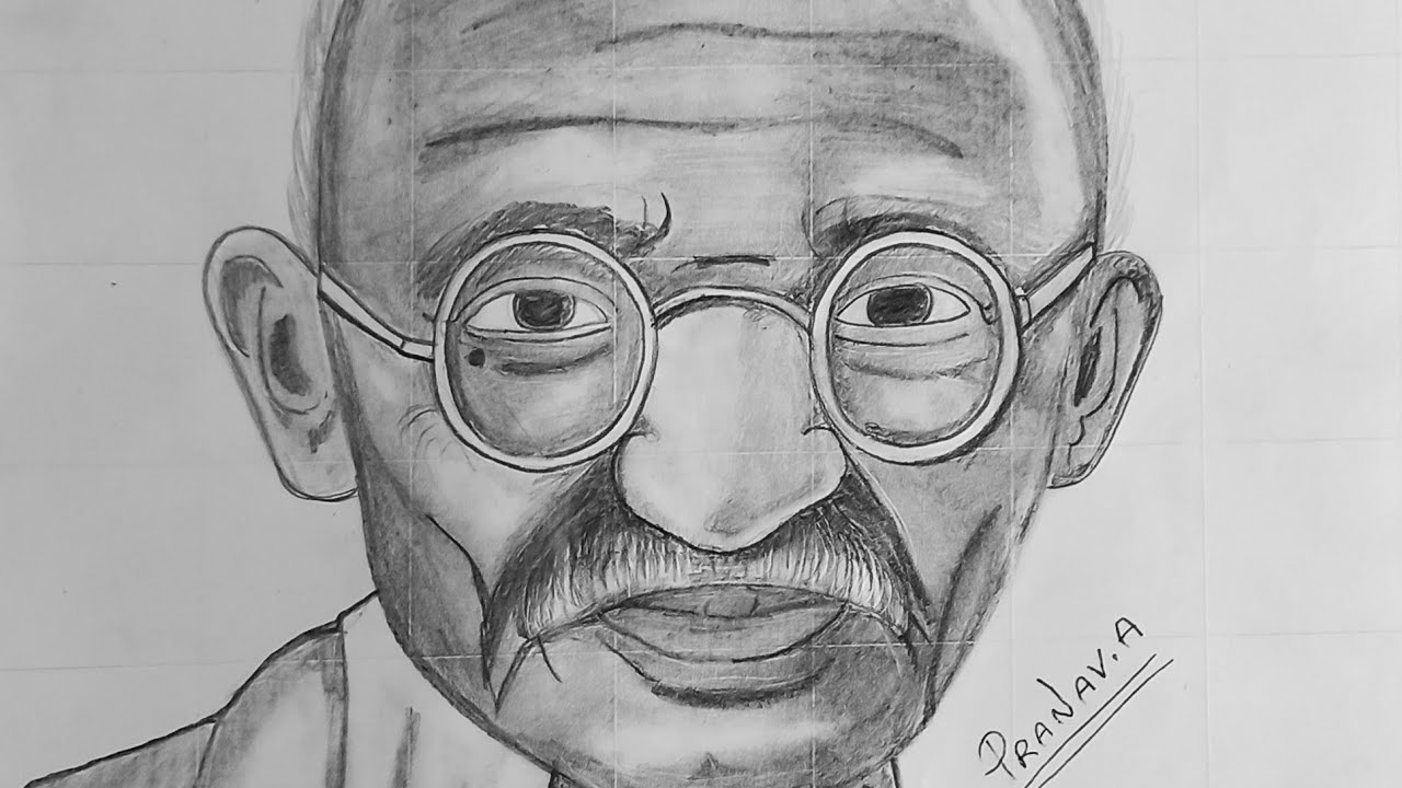 How To Draw Mahatma Gandhi (Gandhiji) |Arts And Drawings By Pranav ...