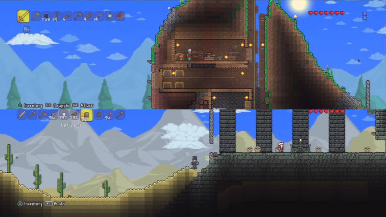 Terraria Splitscreen on PS3 [16] - Rain, rain... - YouTube