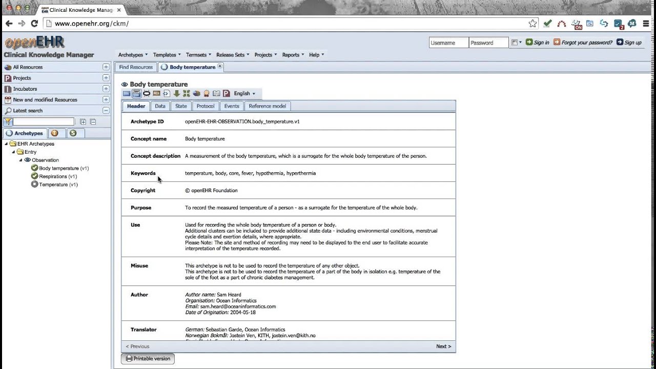 OpenEHR Clinical Knowledge Manager - Pesquisa simples e download - YouTube