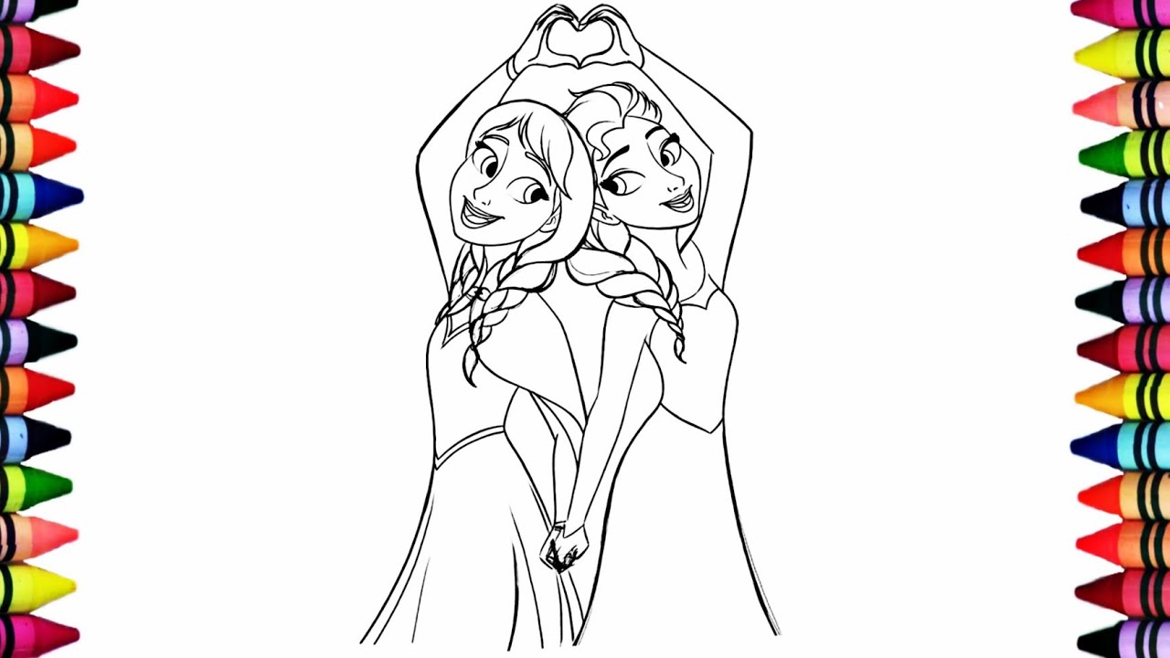 How to draw Elsa and Anna from Frozen , Disney princess elsa anna,super ...