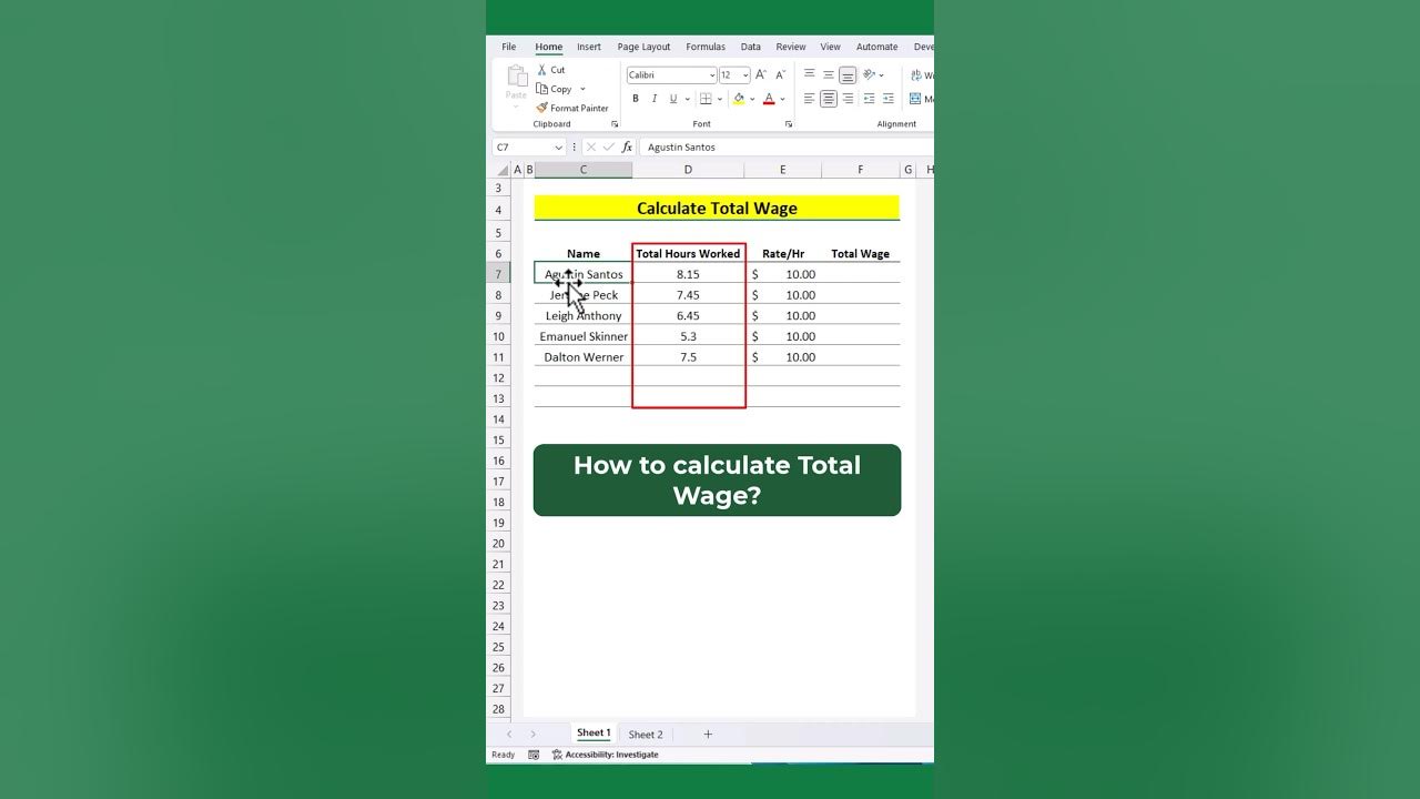 How To Calculate Total Wages From Hours And Minutes Value Excelfansonly Tutorial