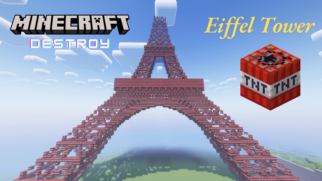 Minecraft: Eiffel Tower Built with TNT 💣 | Ultimate Destruction! - YouTube