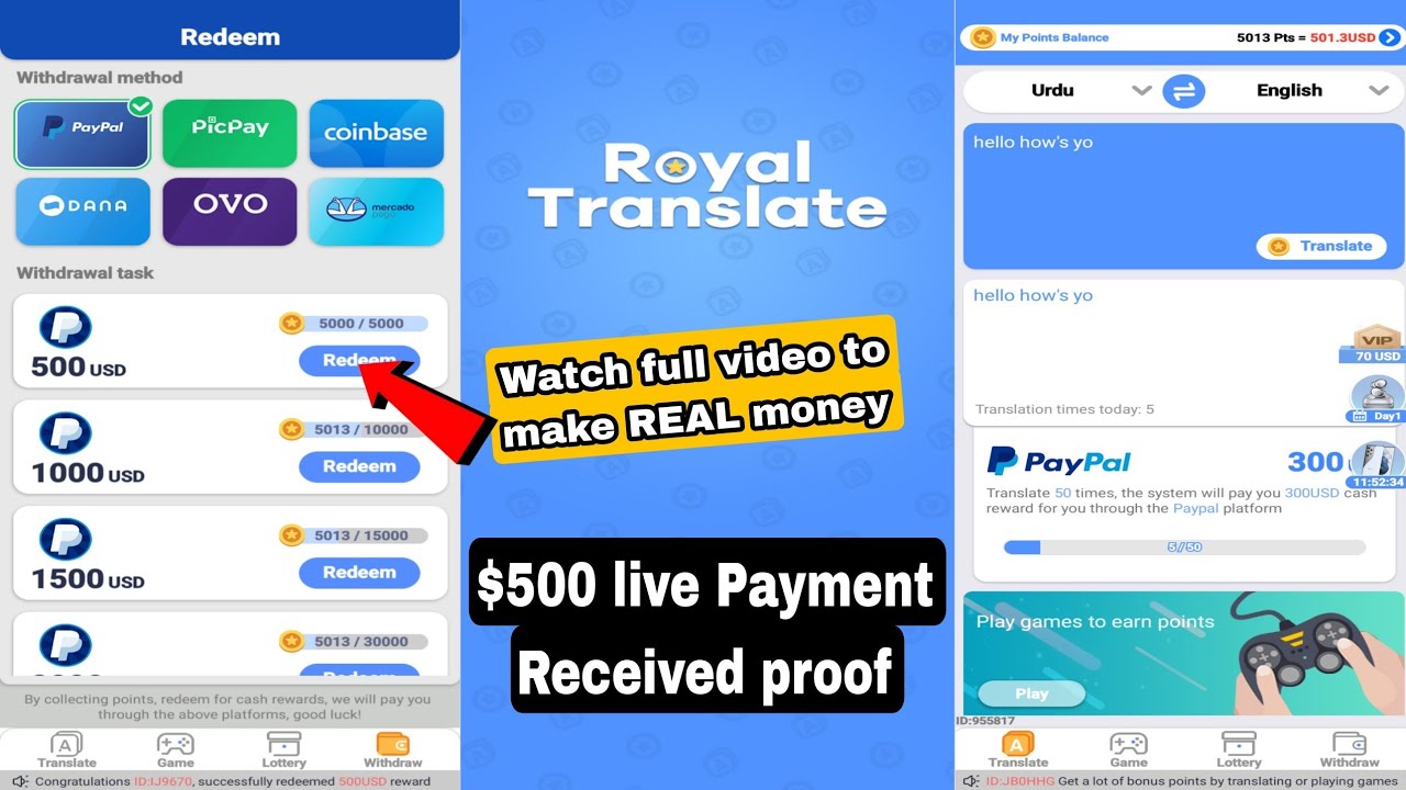 $500 Royal Translate Live Payment Proof / Royal Translate $1000 Real or ...