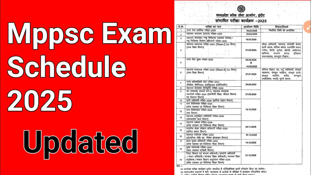 Mppsc Update Exam Schedule 2025 - YouTube