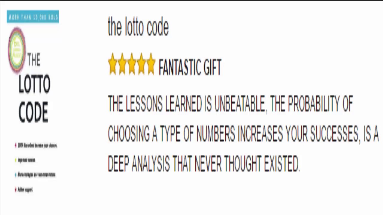 THE LOTTO CODE, Method for winning the lottery (Positive customer ...