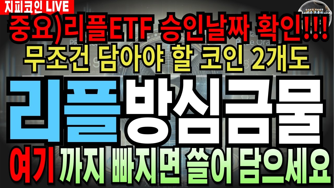 리플 Xrp 대응전략 리플 전망 💥 리플xrp Etf 승인날짜 확인 리플 방심금물 여기까지 빠지면 무조건 쓸어 담으세요 무조건 담아야 할 코인 2개도 확인하세요