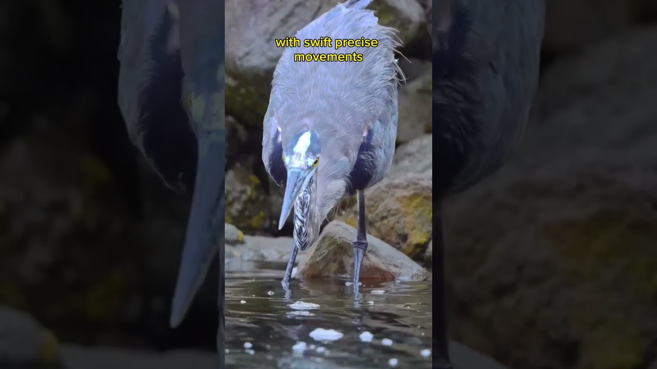 Great Blue Heron Hunting Fish | Silent Predator in Action - Fishing