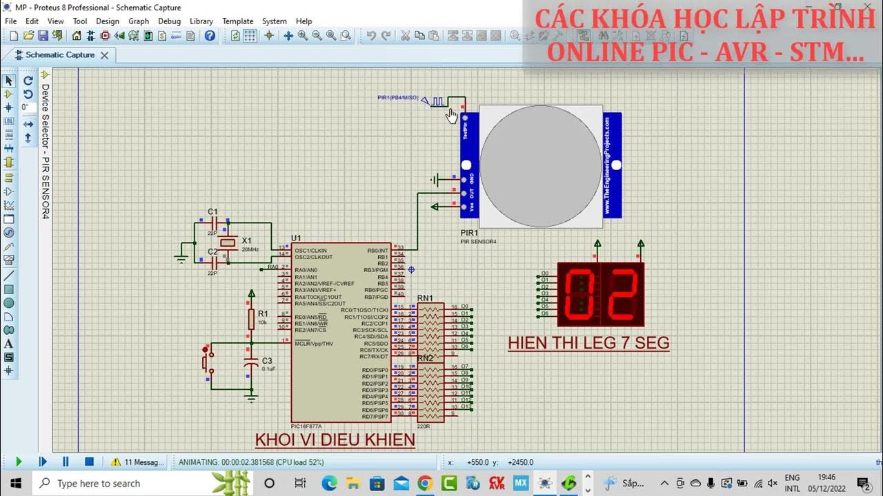 75 MẠch ĐẾm SẢn PhẨm SỬ DỤng CẢm BiẾn ChuyỂn ĐỘng Pic16f877a Pirsensor Pic16f877a 7segment