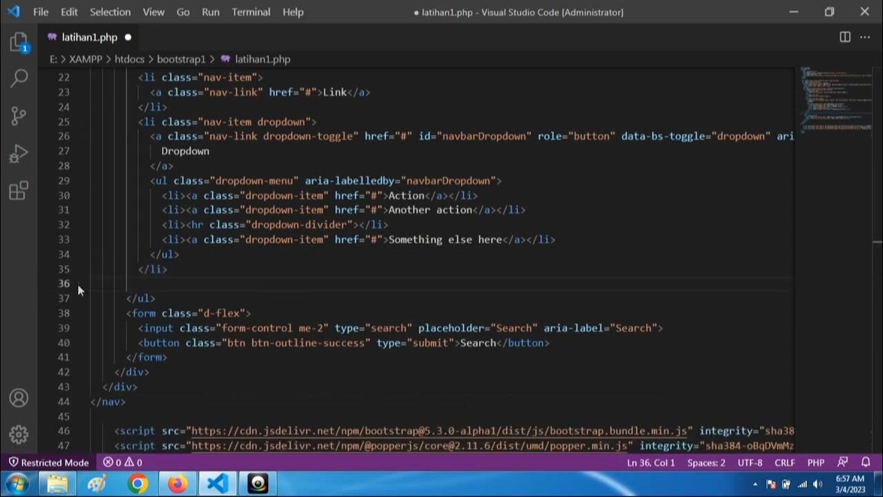 Membuat Navbar dengan bootstrap #bootstrap - YouTube