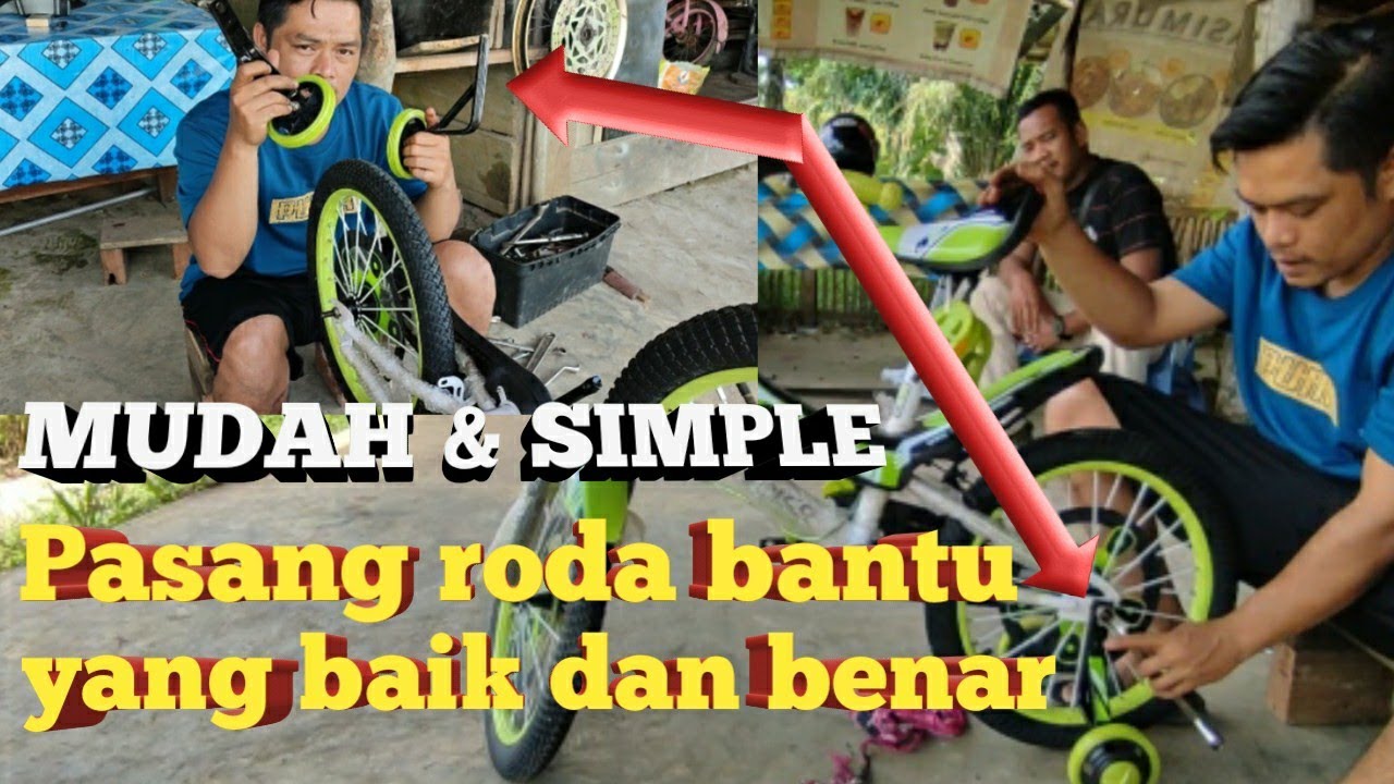 Cara benar pasang roda bantu sepeda anak anak - YouTube