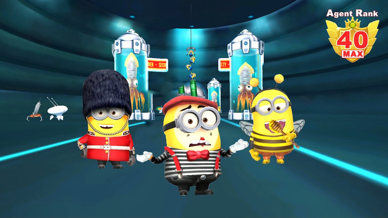 Minion Rush Bee Costume Minion King's Guard Minion and Mime Minion on a ...