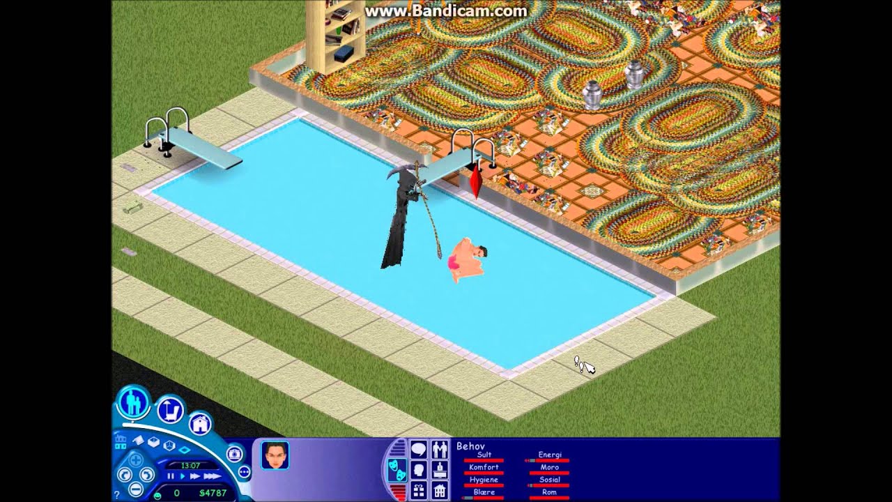 The Sims 1 Glitch: Grim Reaper in the swimming pool - YouTube