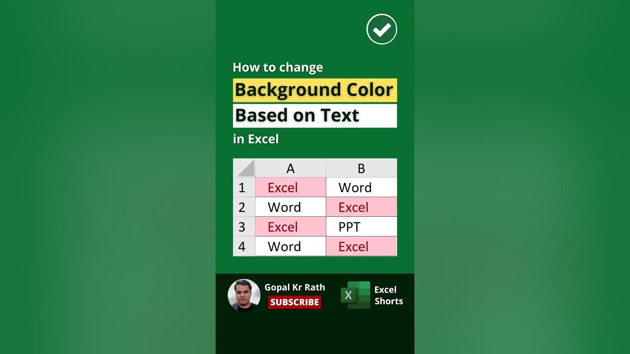 How to Change Background Color Based on Text in Excel #shorts - YouTube
