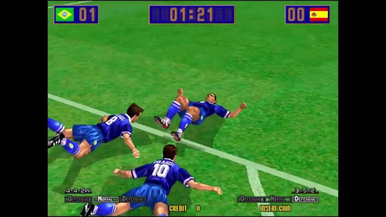 VIRTUA STRIKER 2 version 98 SEGA - 1998 arcade retrogame longplay . Brazil walkthrough - YouTube