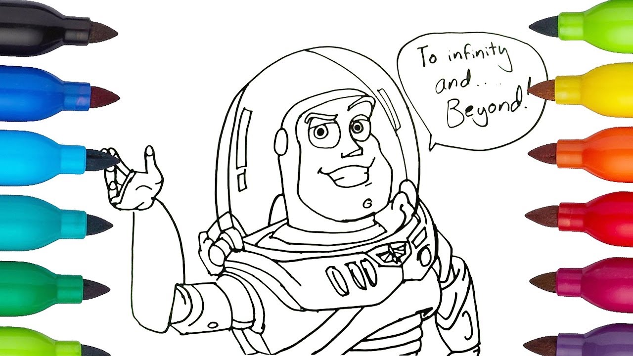 How To Draw Buzz Lightyear From Pixar Toy Story And Learning Colors ...