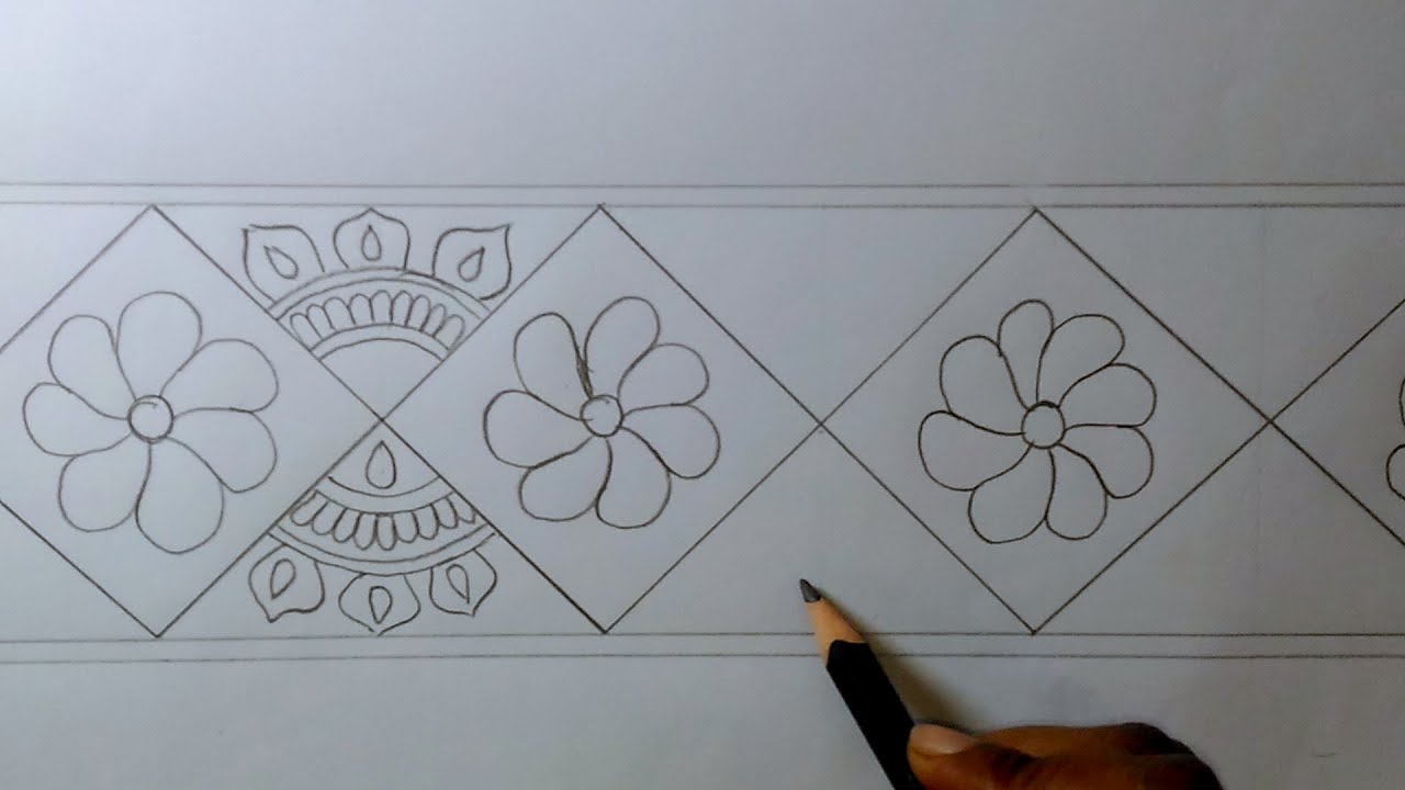 Hand drawing saree/orna/kameez border line, - YouTube