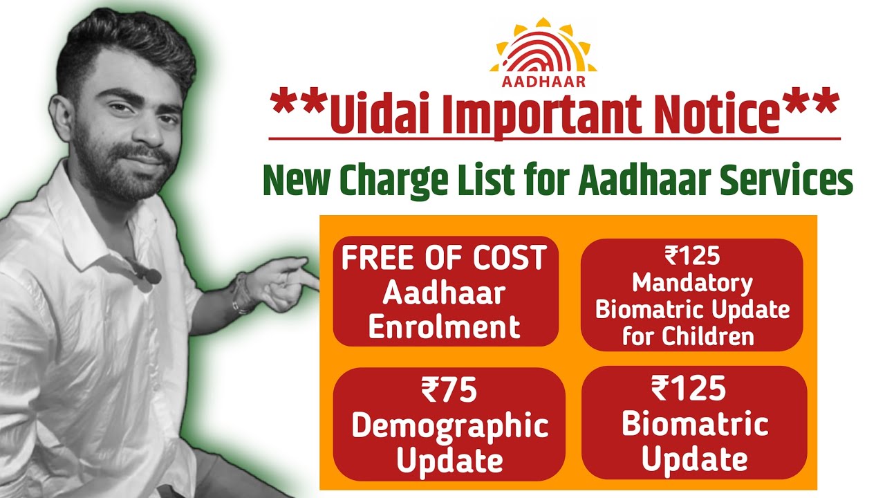 New Charges List for Aadhaar Services 2025 | Aadhaar New Charges List ...