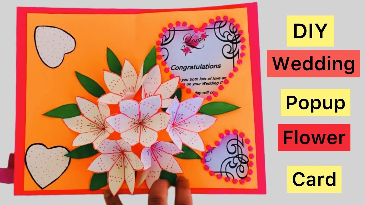 How to Make a Wedding Card / DIY Po-pup Flower Wedding Card Idea - YouTube