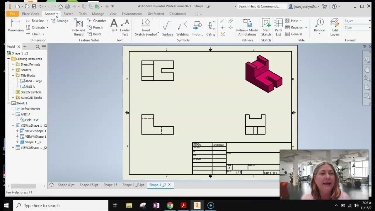 Inventor drawing sheet update - YouTube