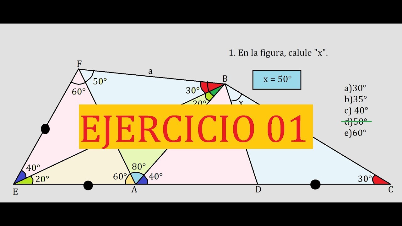 CONGRUENCIA DE TRIANGULO - ANGULO (40°-30°) / EJER. 01 - YouTube
