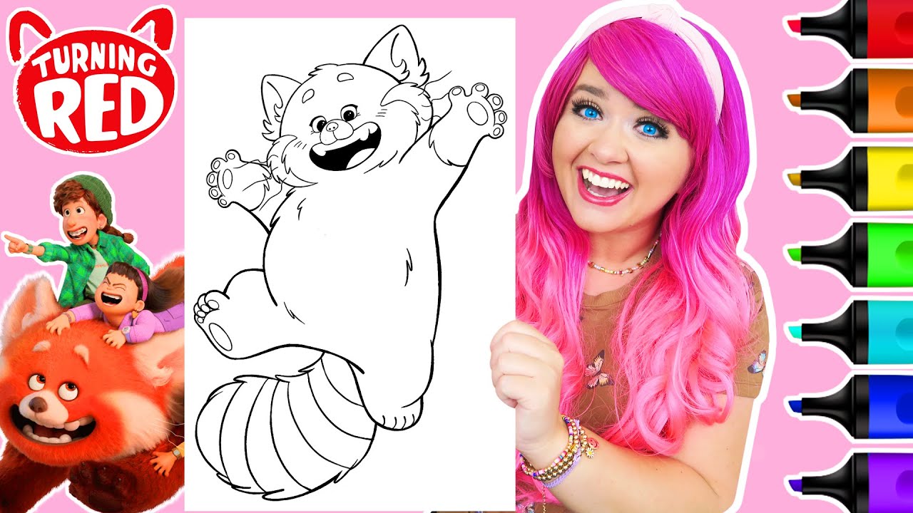 Coloring Turning Red Panda Mei | Ohuhu Paint Markers - YouTube