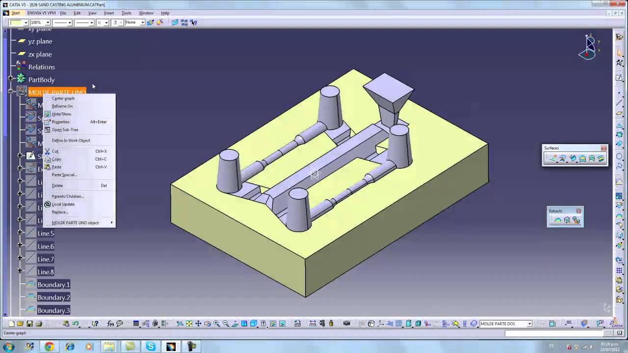 Creando un molde con CATIA V5 GSD Part 2 of 2 - YouTube