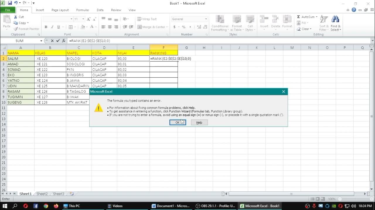 Tugas Informatika "Tutorial Membuat Formula Excel" - YouTube