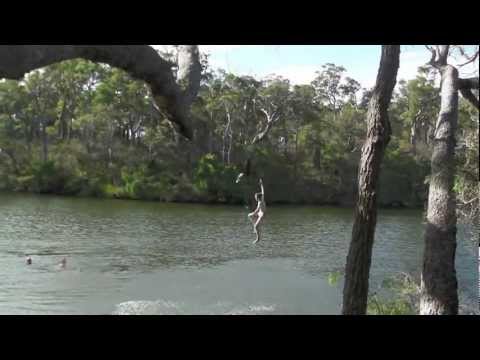 triple backflip off rope swing into river - YouTube