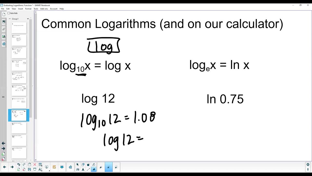 Evaluating Logarithmic Functions in Base 10 or Base e - YouTube
