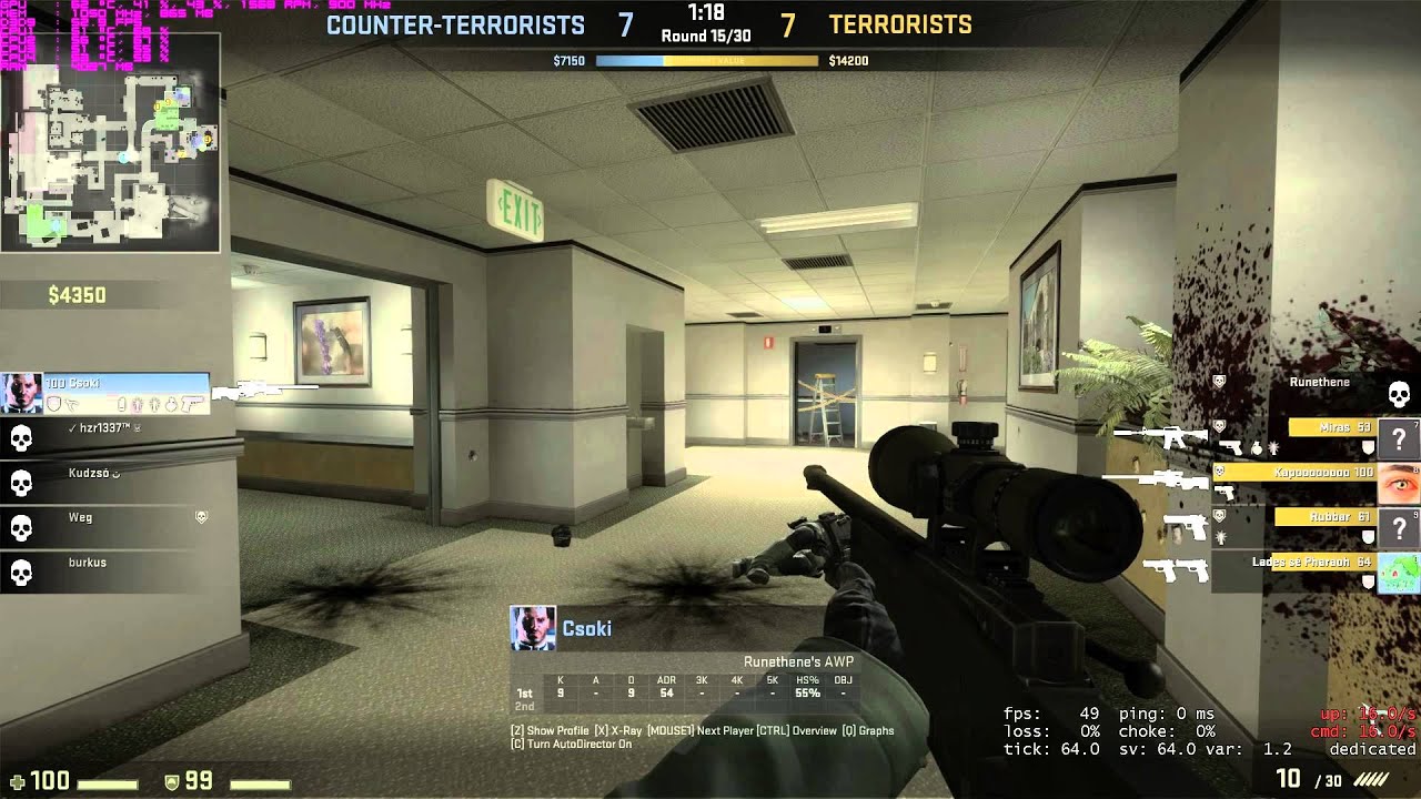 Counter Strike GO cs_office 1v4 1080p | i5-2500 & HD 6870 1GB - YouTube