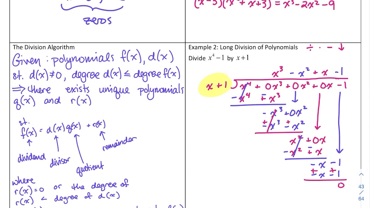 Algebra 3 Notes 2.3 Polynomial Long Division and Synthetic Division ...
