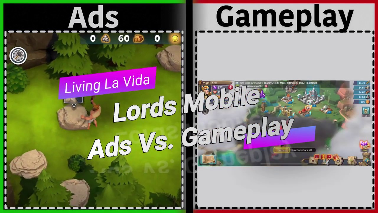 Lords Mobile - Ads Vs Gameplay - YouTube