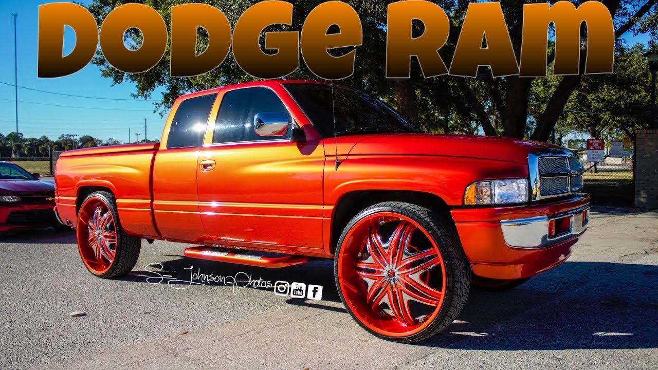Candy orange Dodge Ram 1500 on Diablo Wheels Before and after in HD ...