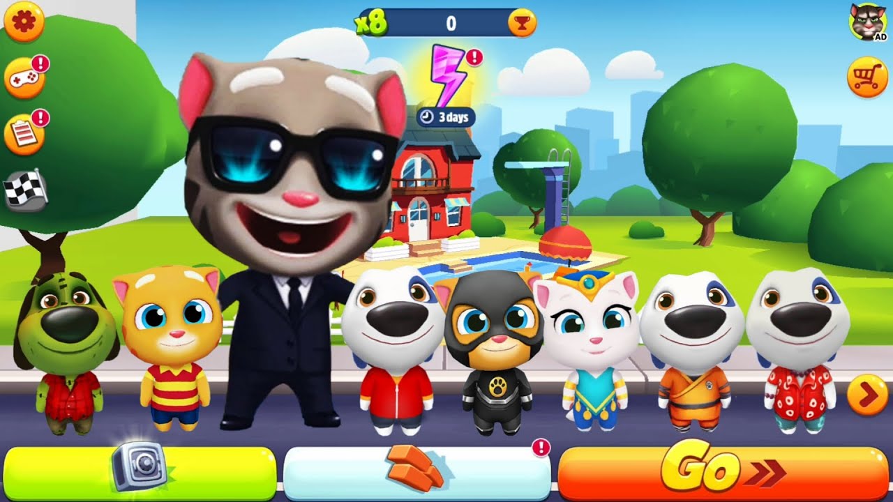 Talking Tom Gold Run Agent Tom vs All Unlocked Characters - Full Screen ...