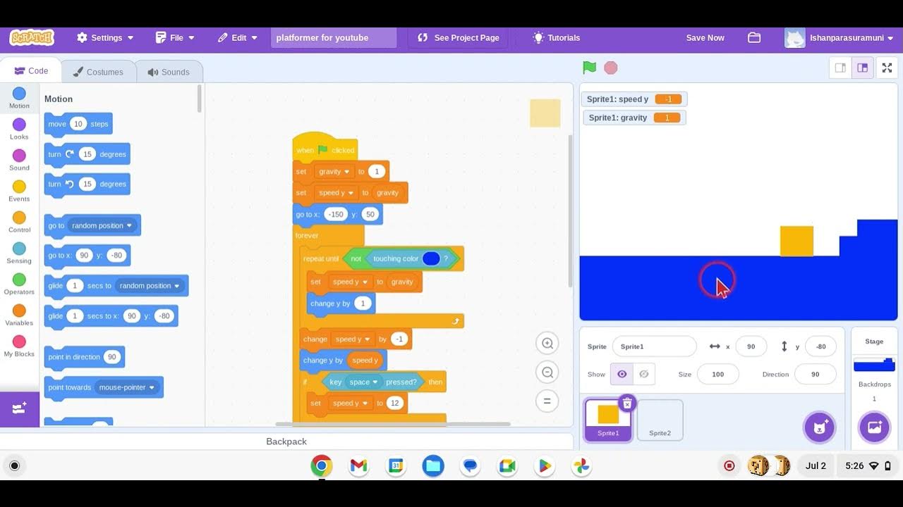 How to make platformer in scratch part 02/Scratch basics/coding in scratch/scratch programming ...