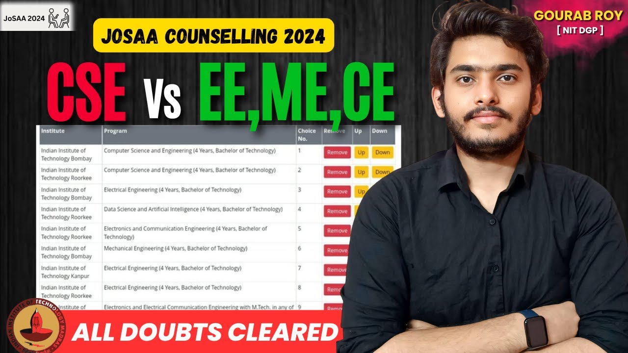 🚨CSE Vs EE,ME,CE: What Should You Choose JOSAA Counselling 2024 Choice ...