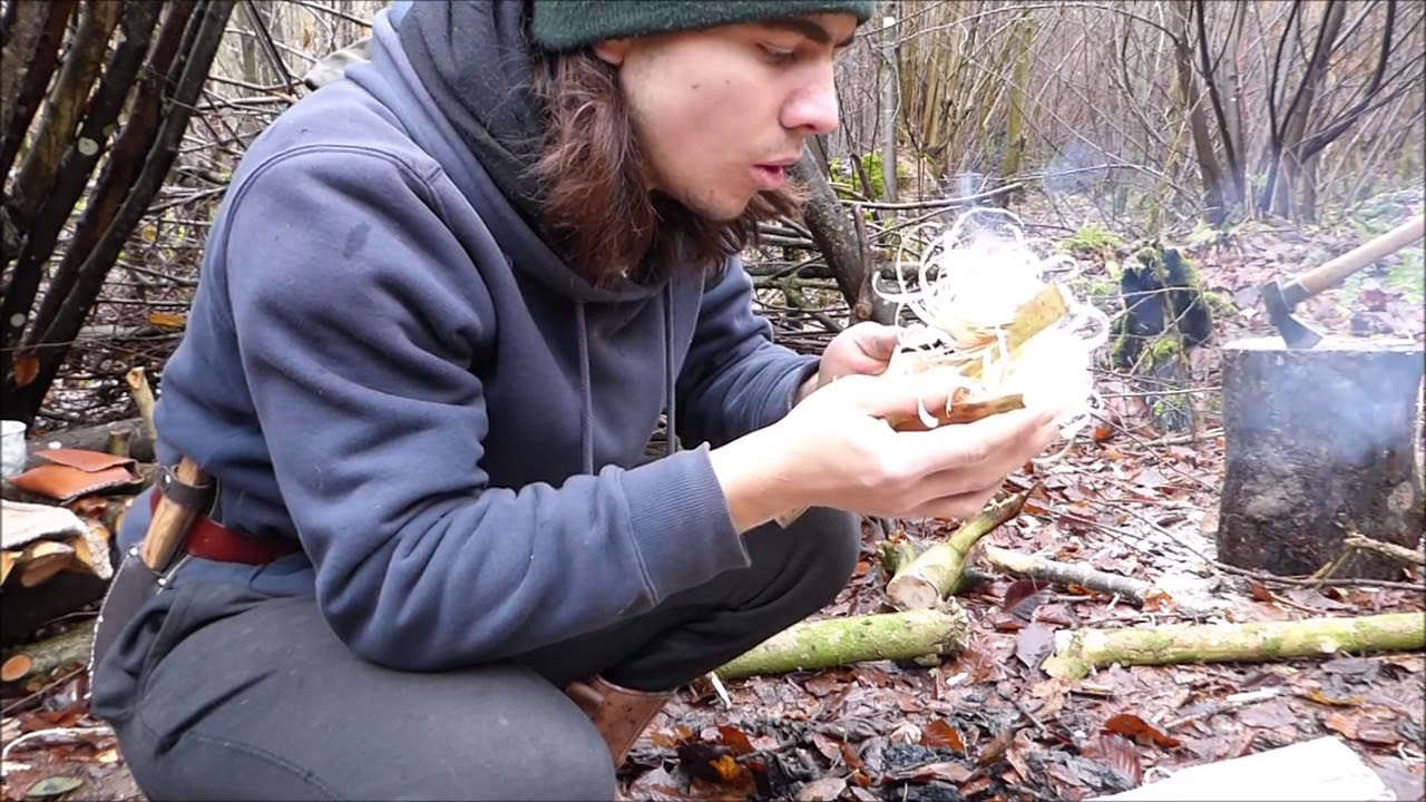 Bushcraft Fire Lighting: Feather Sticks and Flint & Steel - YouTube