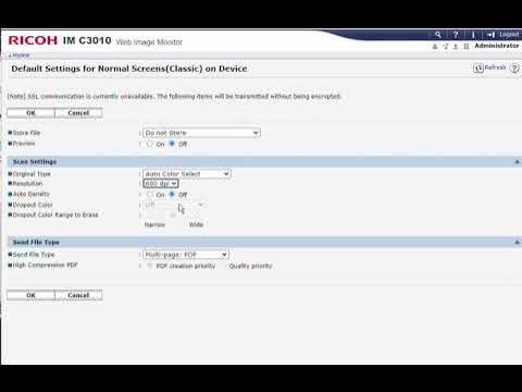 SCANNER RESOLUTIONS CHANGE TO 600DPI RICOH IMC 3010 2010 6010 WEB MONITOR - YouTube