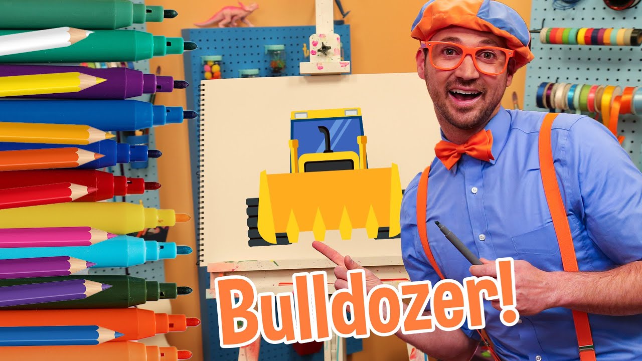 How To Draw A Bulldozer | Draw with Blippi | Arts and Crafts For ...