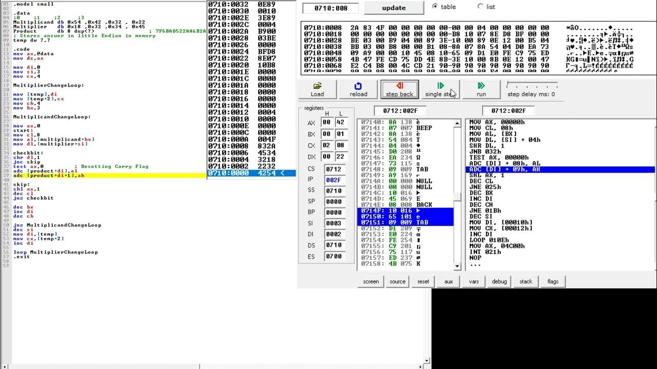 Shift and Add Multiplication for 8086 (32-bit) - YouTube