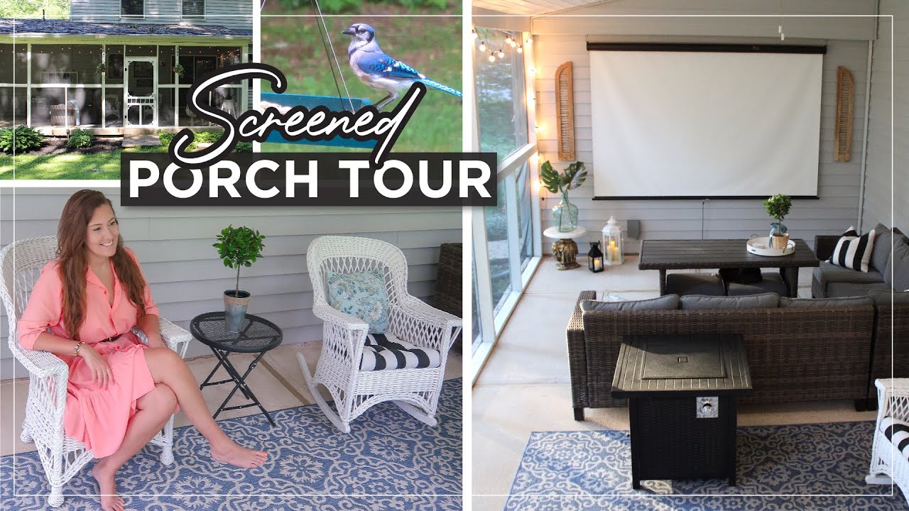 Screened in Porch Tour | Summer Patio Tour 2021 | Patio Projector ...