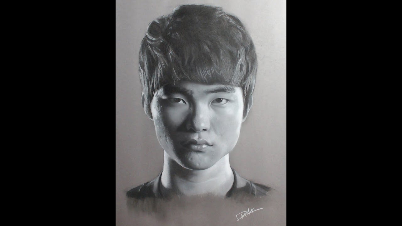 FAKER Drawing With Charcoal Pencils - YouTube