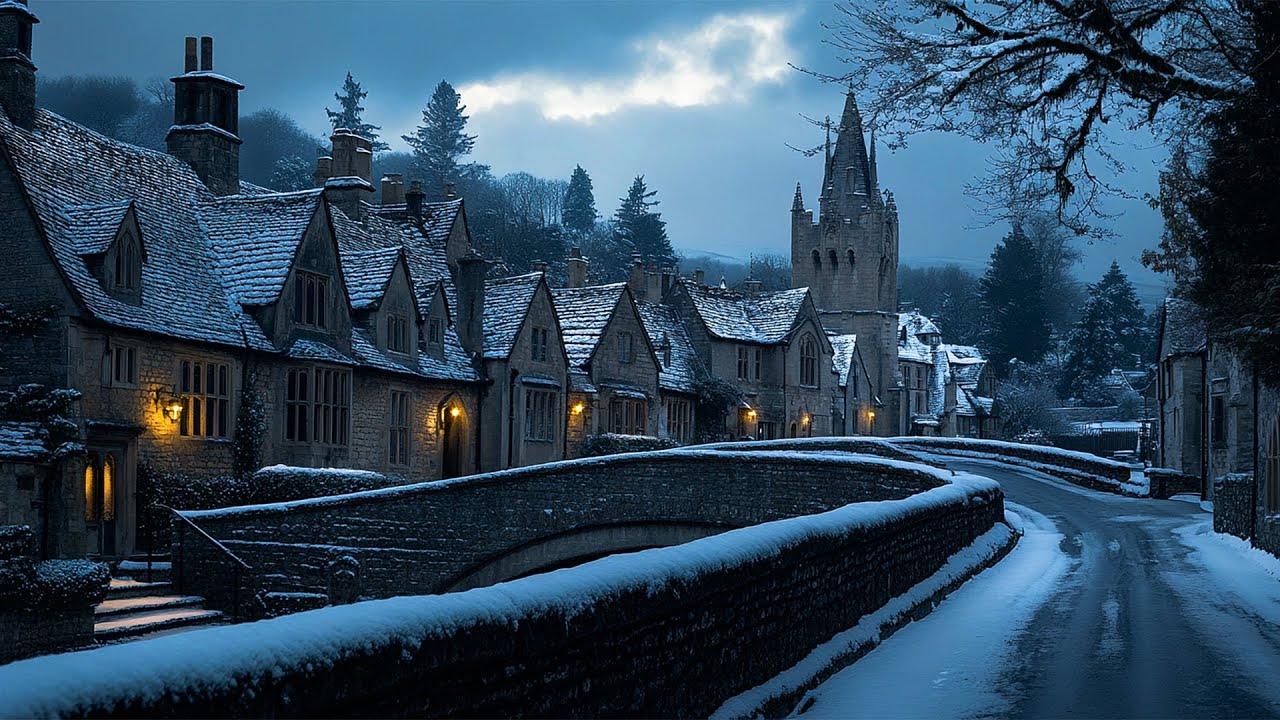 Timeless Winter Serenades ~ Dark Academia Village Ambience ...