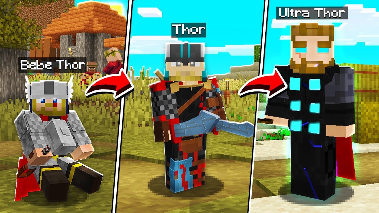 VIDA DO THOR no MINECRAFT *mod do thor* (todas armaduras, martelo e ...