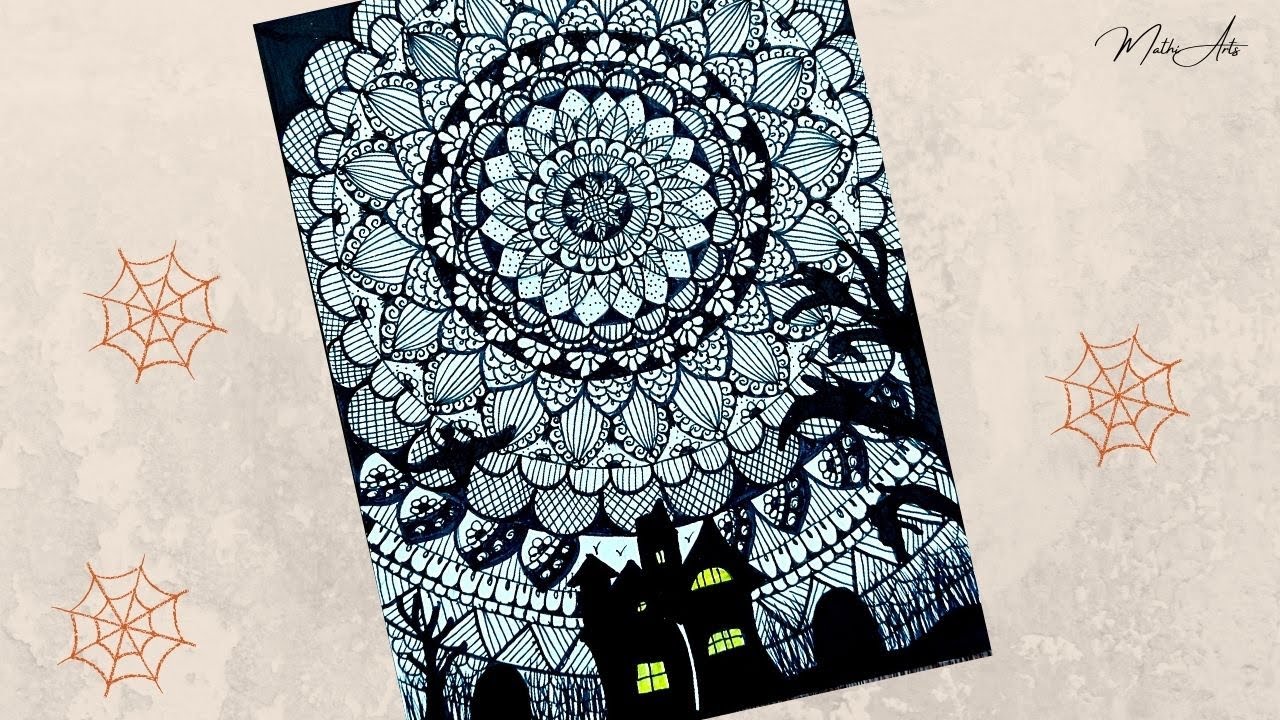 Halloween 🎃 drawings easy || How to draw mandala art easy for beginners ...