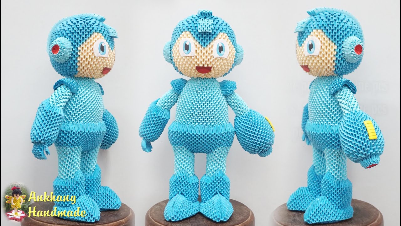 3d origami Mega man P1 | DIY paper miniature Mega man - YouTube