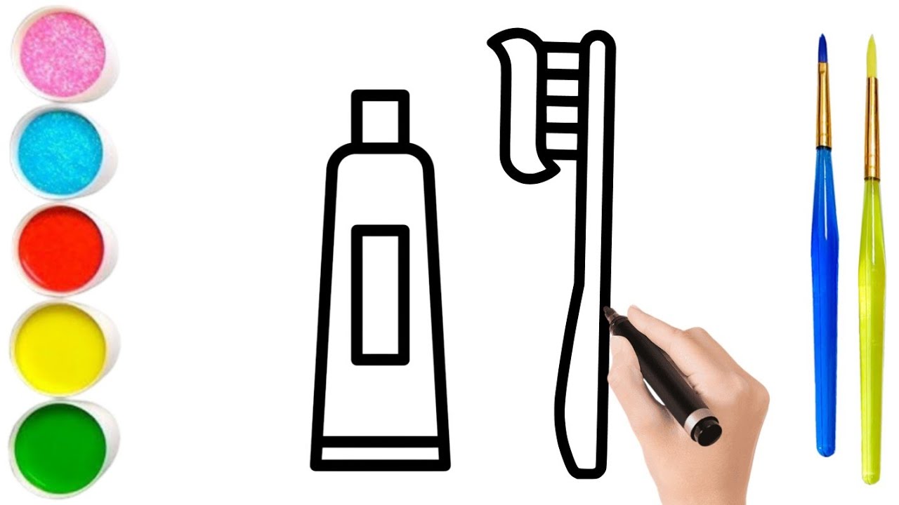 How to Draw Toothpaste and Brush for Beginners || Drawing Drawing ...